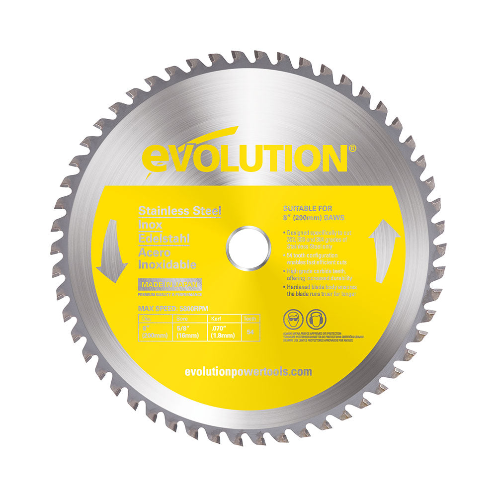 Evolution 8BLADESSN: 8 in. 54T, 5/8 in. Arbor, Tungsten Carbide Tipped ...