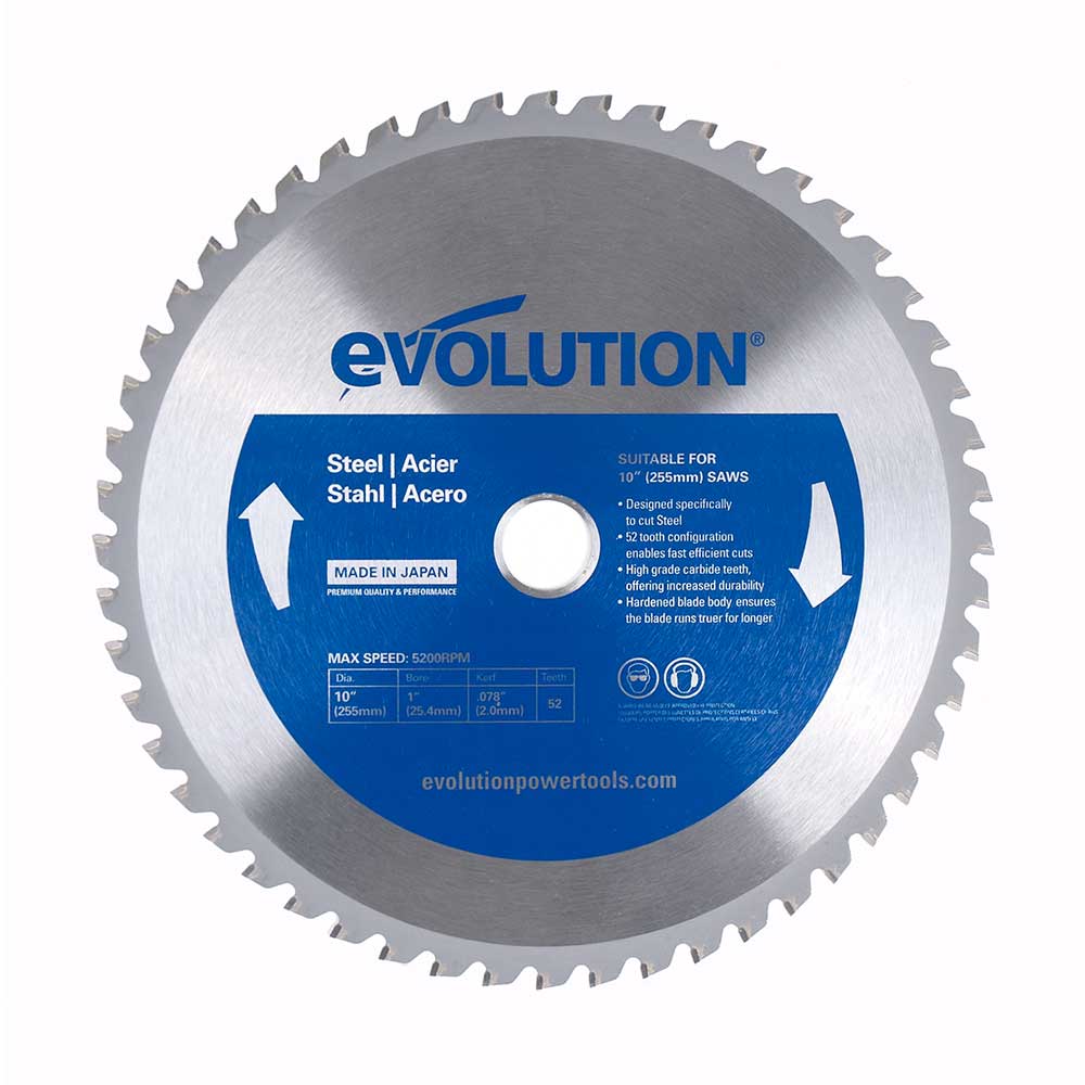 Evolution 10BLADEST: 10 in. 52T, 1 in. Arbor, Tungsten Carbide Tipped ...