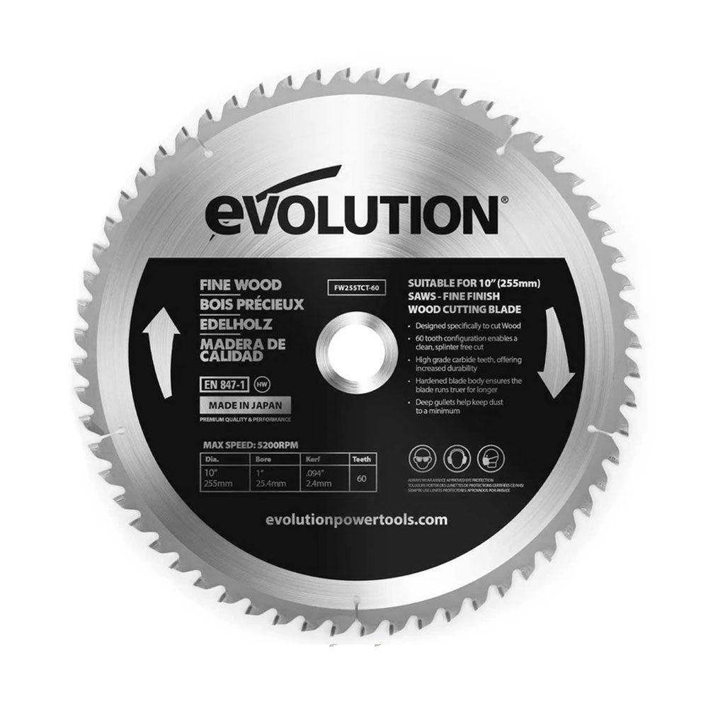 Evolution FW255TCT-60: 10 in. 60T, 1 in. Arbor, Tungsten Carbide Tipped ...